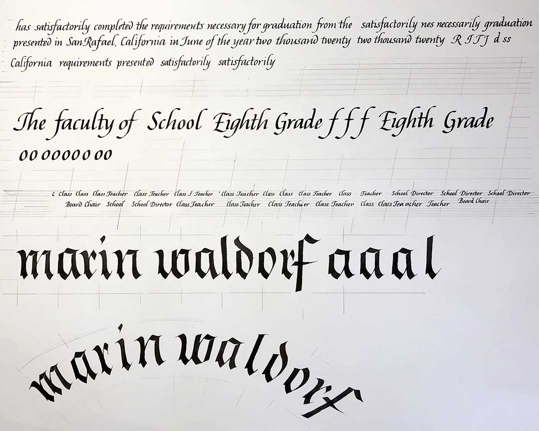 All the Lettering for Original art of Marin Waldorf School 2020 Diploma ...